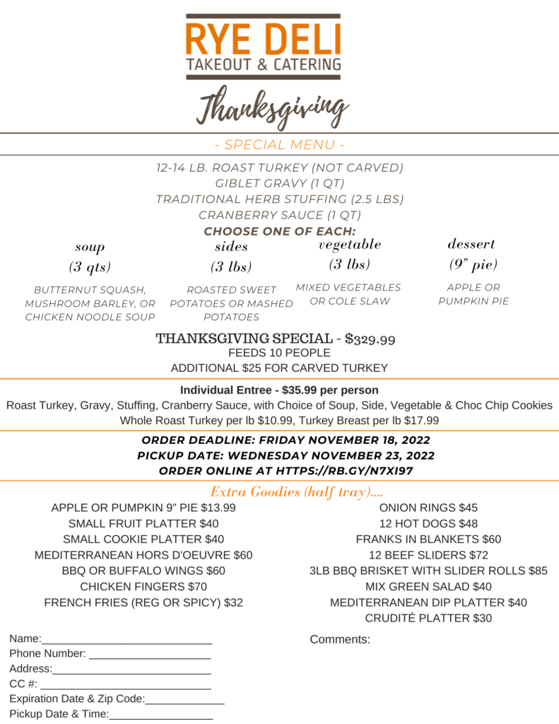 Thanksgiving Menu